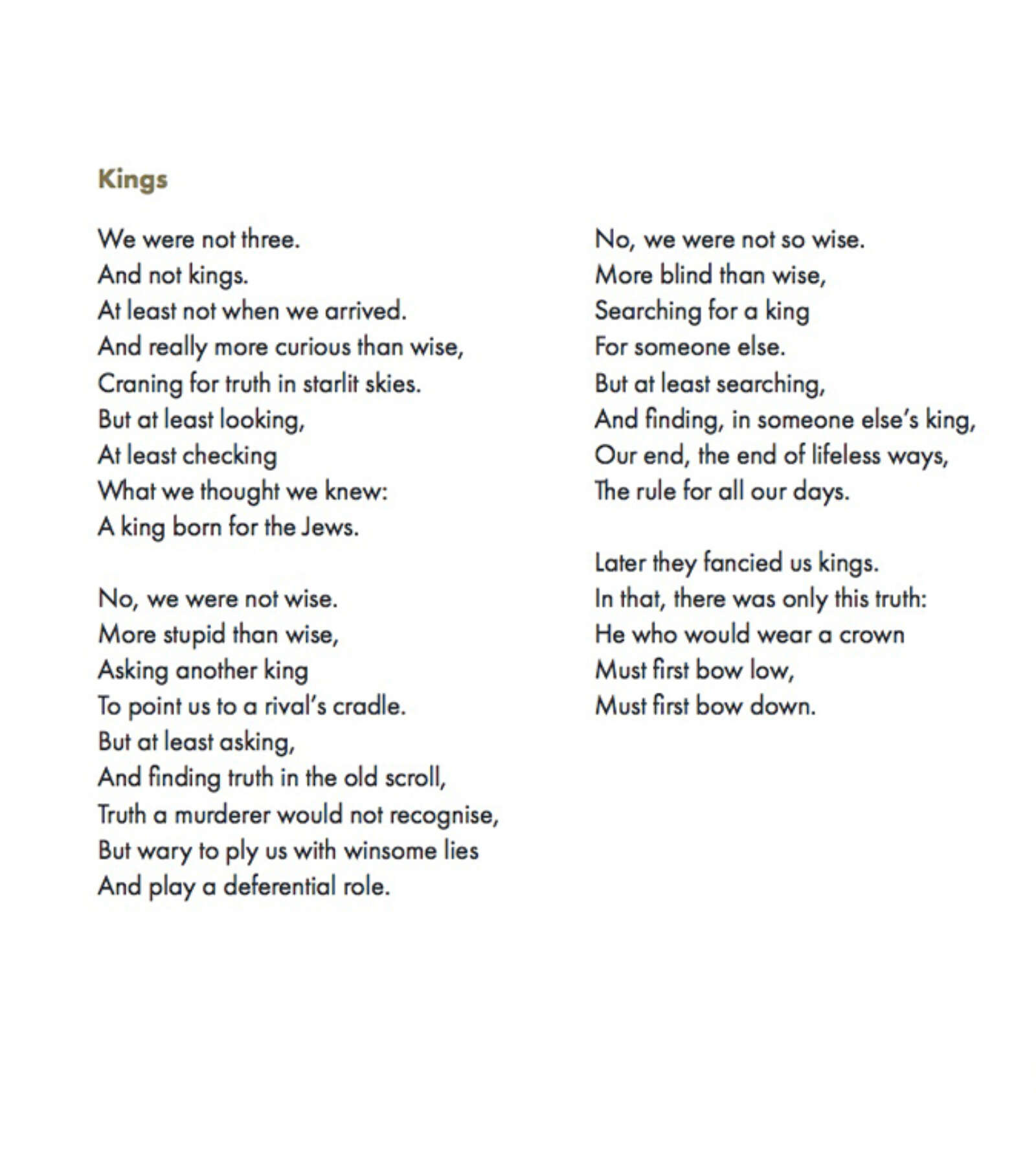 Advent week 3 - Kings poem - Christianity